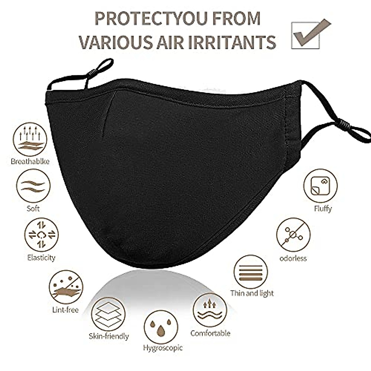 YYTDAISHU 10 Pack Black Reusable Breathable Cloth Face Protection, Adjustable Washable Male and Women Fashion Face Protection Cover