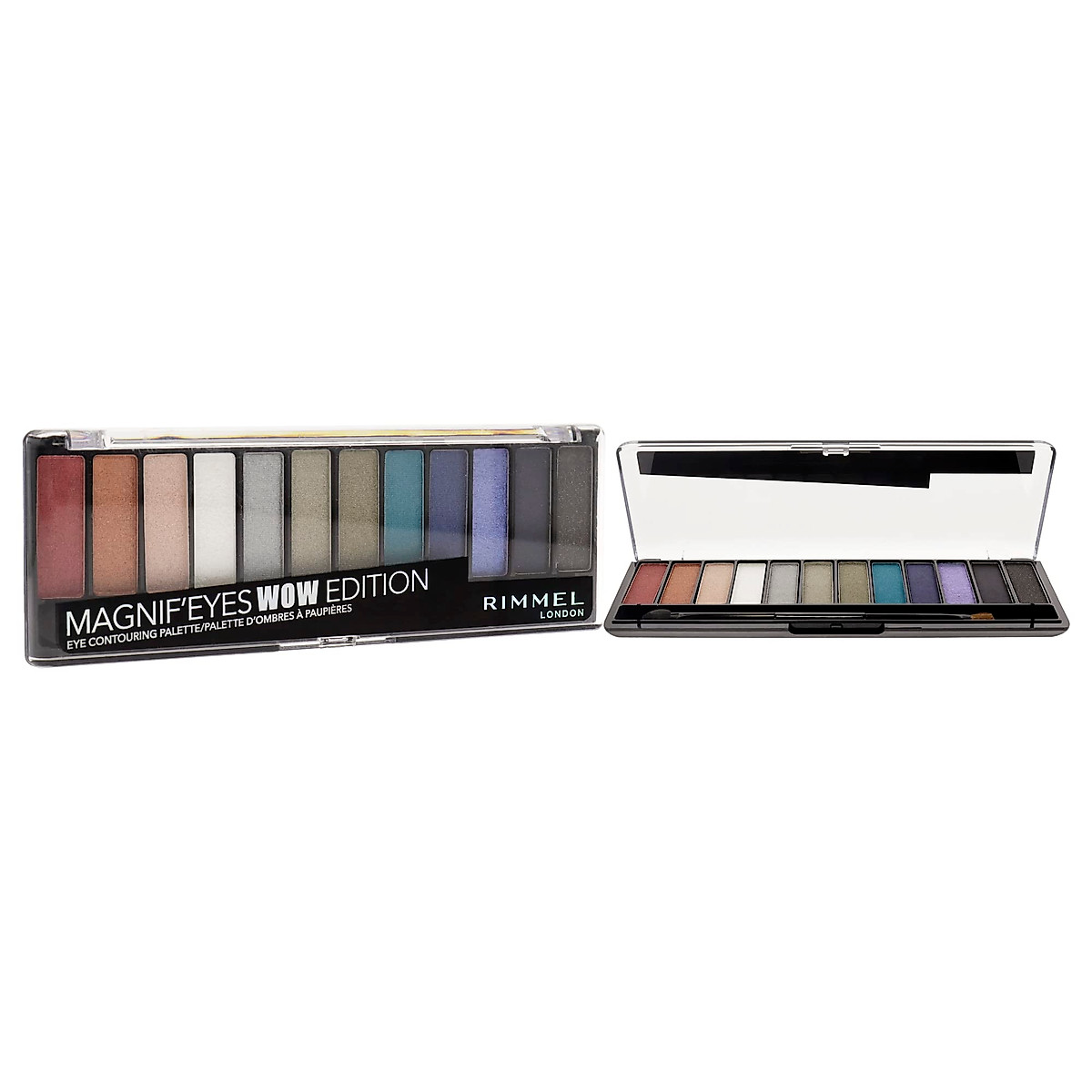 Rimmel London Magnif'Eyes Eyeshadow Palette, 12 Shades, Blendable Formula, Versatile, 006, Wow, 0.5oz