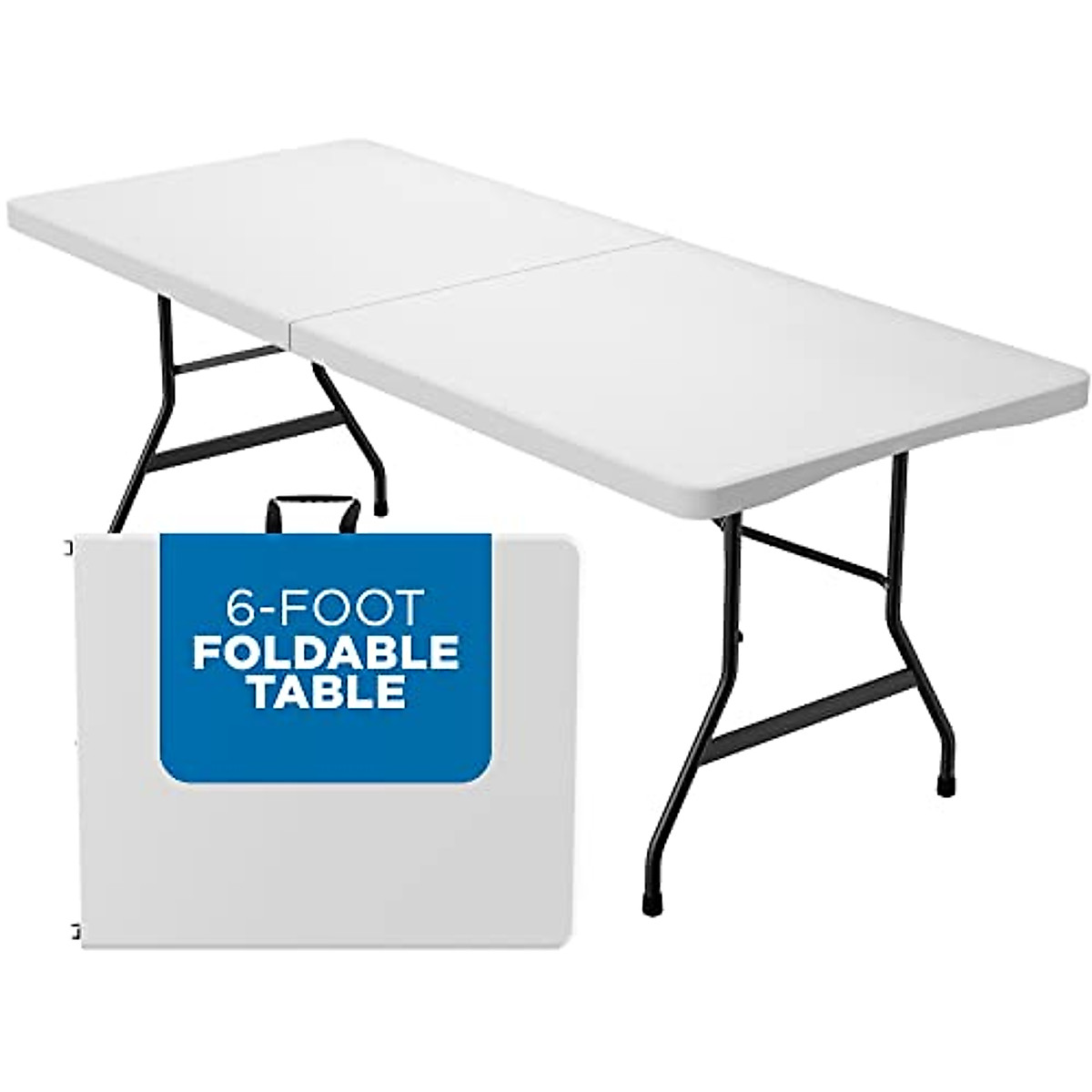 Sorfey Portable Folding Table 6-Foot X 30 inch Plastic Indoor & Outdoor for Picnic, BBQ, Party,
