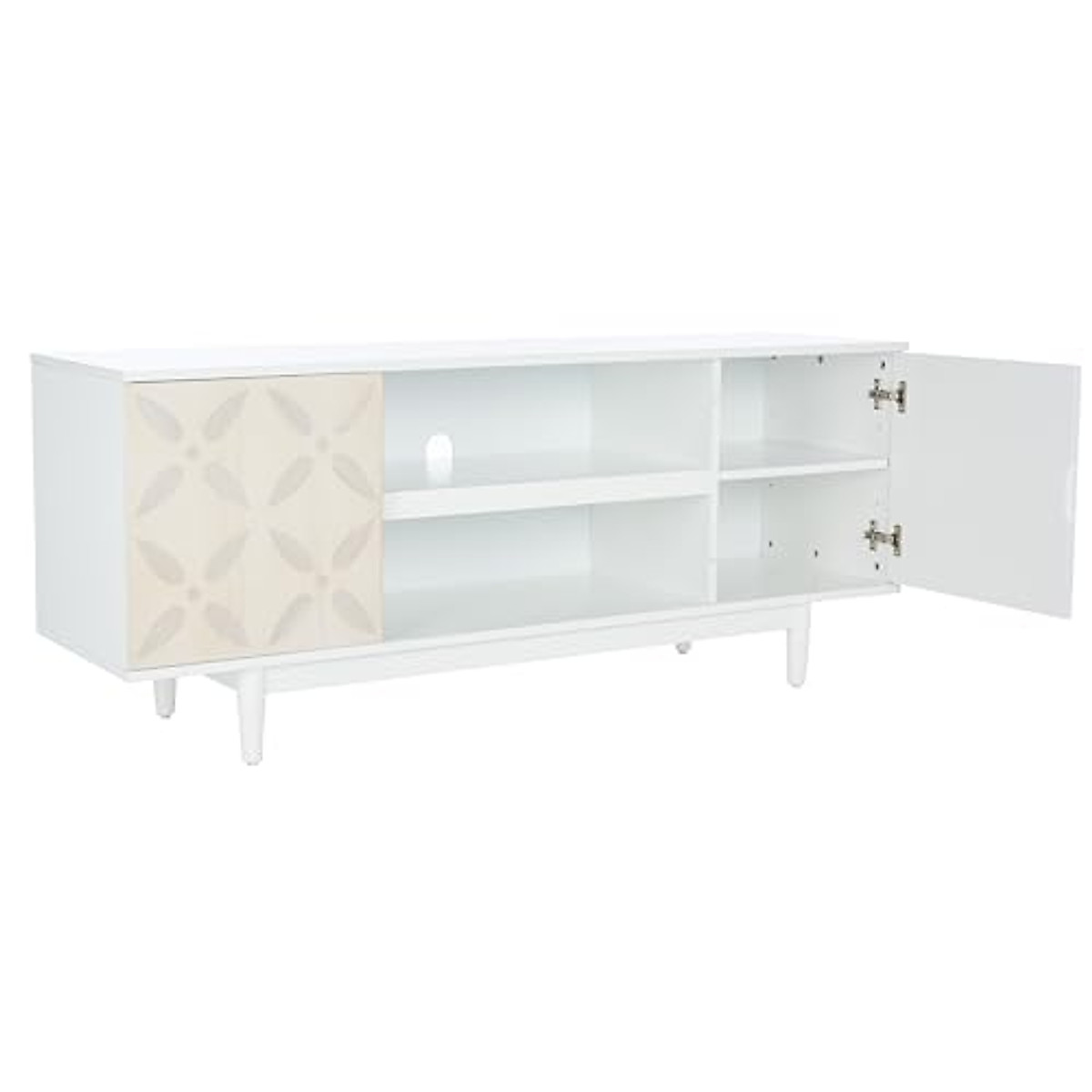 SAFAVIEH Home Collection Faye White Washed 3-Shelf Patterned Entertainment Media Stand up to 60" Flatscreen TV