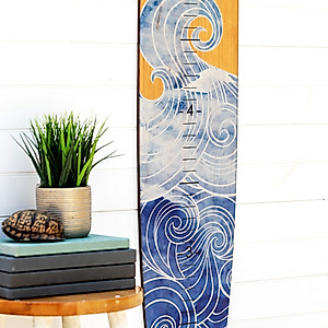 Headwaters Studio Surf Board Growth Chart - Wooden Surfboard Decor, Small Surfboard, Baby Growth Chart for Wall, Grow Chart, Baby Wall Growth Chart, Baby Measuring Board - Wave - 57"x10"x1/4"
