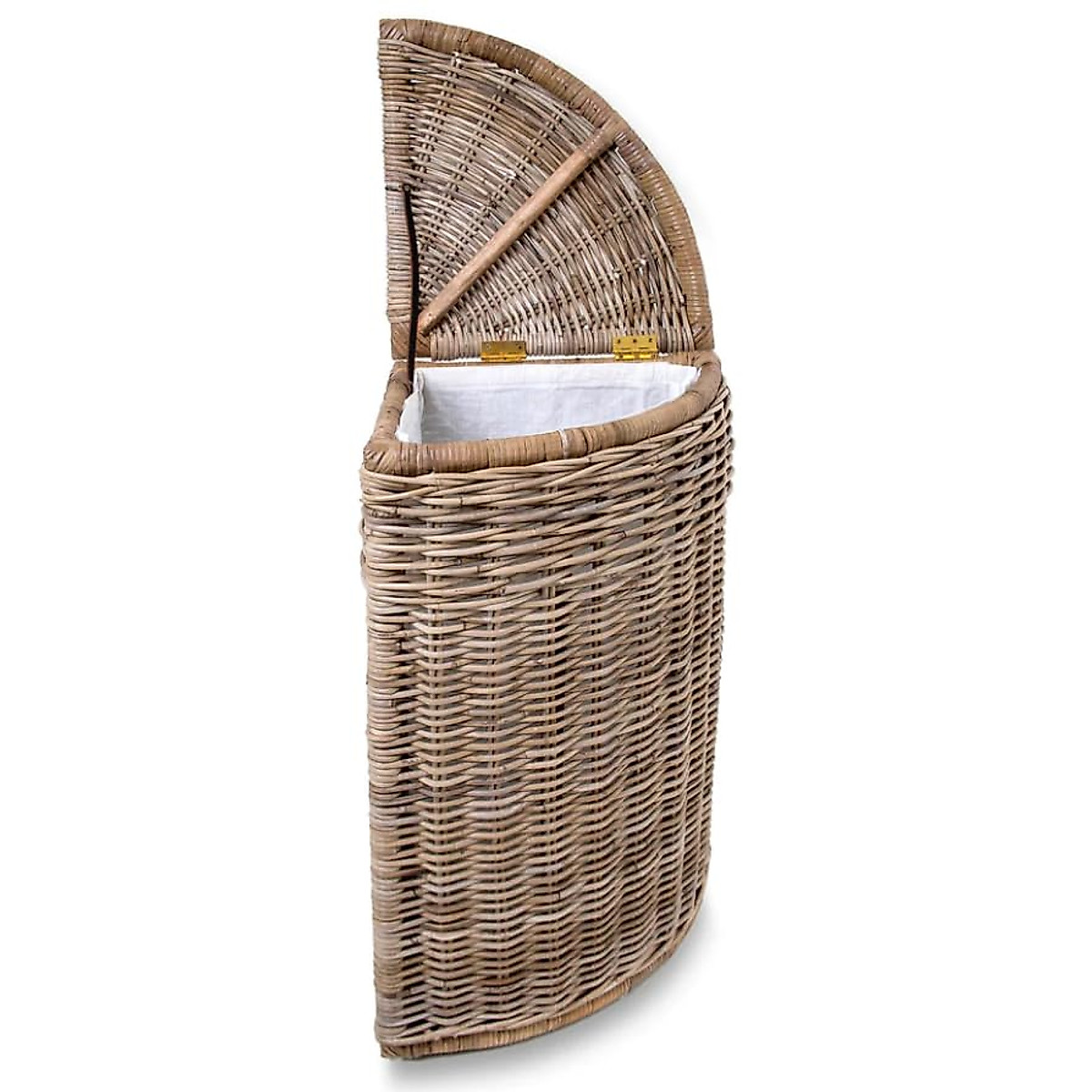 The Basket Lady Corner Wicker Laundry Hamper, 15 in L x 15 in W x 28 in H, Serene Grey…