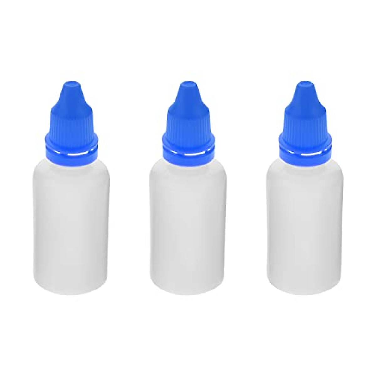 Othmro 1oz PE Lab Eye Plastic Dropper Bottles 50pcs, 30ml Squeezable Eye Liquid Dropper Thin Mouth Via of Liquid Sample Seal Storage Bottle with Childproof Blue Cap