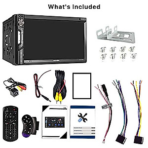 aboutBit Bluetooth Double Din Car Stereo - 7 inch HD Touchscreen MP5 Player Car Audio Receiver – Phonelink | Rearview Camera | AM/FM Radio | USB/SD/AUX | Subwoofer | SWC | Wireless Remote Control