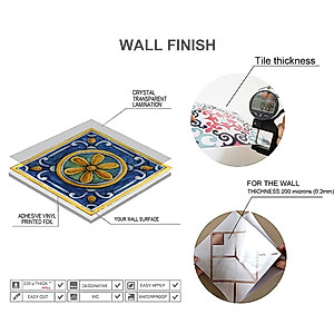 25 PCS Moroccan Style Tile Sticker, 4x4 Inch(10x10cm) Traditional DIY Murals, Tile Waterproof Oil Proof Removable Decals for Bathroom & Kitchen Backsplash (DS-01)