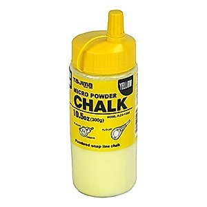 TAJIMA Micro Chalk - Yellow 10.5 oz (300g) Ultra-Fine Snap-Line Chalk with Durable Bottle & Easy-Fill Nozzle - PLC2-Y300