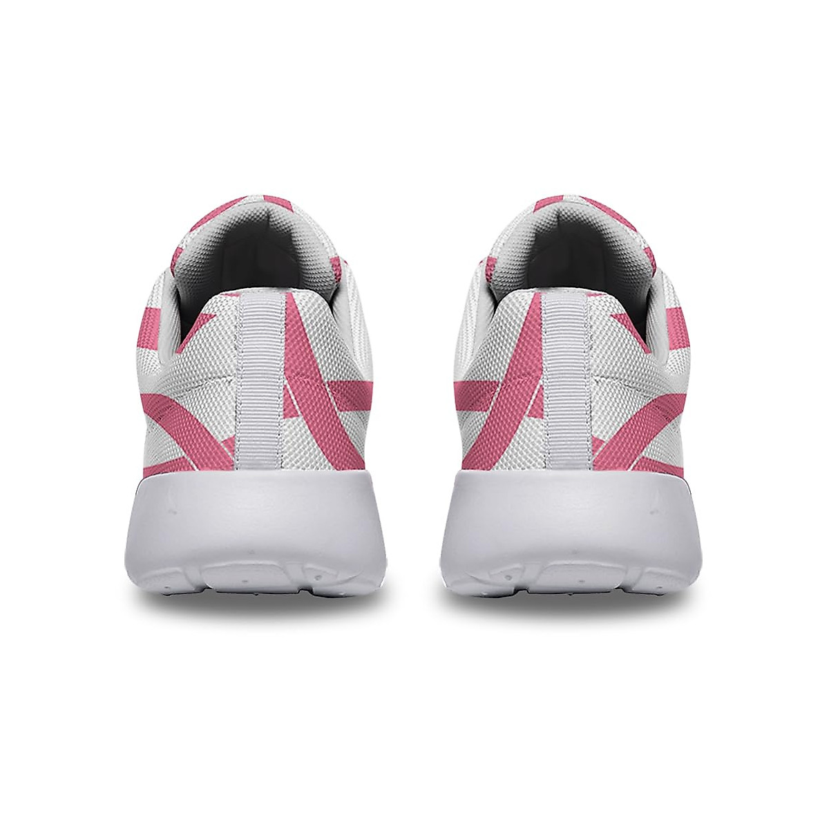 Breast Cancer Shoes for Women Fashion Breathable Running Sneakers Ladies Cancer Pink Ribbon Shoes White Size 5