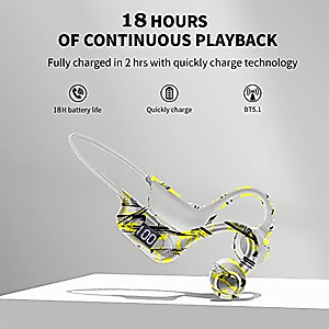 300mAh Conduction Headset Wireless Bluetooth Headset Sports Running Power LED Power Digital Display