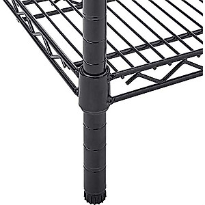 AmazonCommercial Heavy-Duty 5-Tier Steel Wire Shelving with Optional Wheels, NSF Certified, Black, 36" W x 18" D x 72" H (76'' H with wheels)