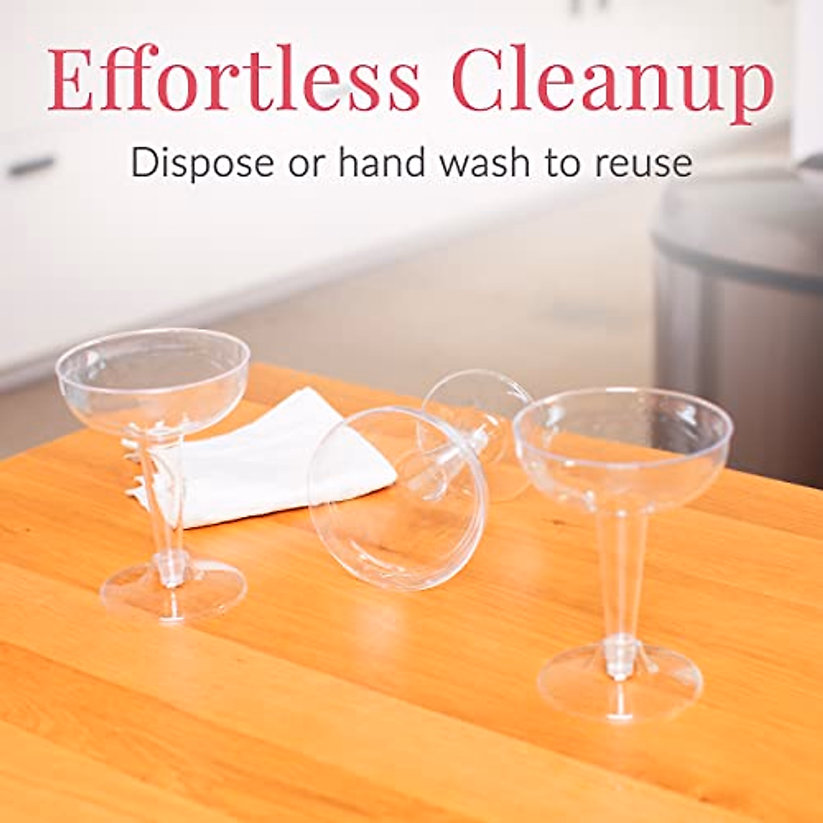 Prestee 24 Clear Plastic Coupe Glasses, 4oz - Champagne Glasses Plastic Disposable, Disposable Margarita Glasses Plastic, Martini, Mimosa, Cocktail Cups, Taco Party, Cinco de Mayo Party Decorations