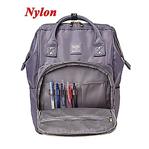 Kah&Kee Nylon Backpack Diaper Bag with Laptop Compartment Waterproof Work Travel School for Women Man (Wine)