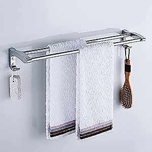 OMOONS Wall Mounted Bathroom Fittings Double Thicken Towel Shelf,Stainless Steel Towel Bar/50Cm