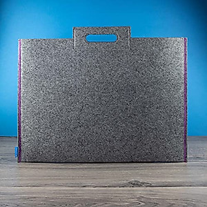 Itoya ProFolio Midtown Bag 17x23 - Gray Artist Portfolio Carrier with Purple Stitching - Stylish Portfolio Folder for Artwork and Art Portfolios - Portable Art Portfolio Bag and Art Carrying Case