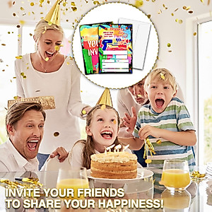 Chuxvon Dart Guns Birthday Party Invitations, Darts Birthday Invitation, Double-Sided Fill In Invites, Kids Dart Gun Birthday Party Decorations, 20 Cards With 20 Envelopes(C15)