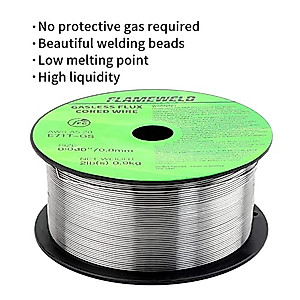 Flameweld MIG Welding Wire - E71TGS .030 Inch (0.8 mm) Flux Core Gasless MIG Wire, Mild Carbon Steel MIG Welding, 2Lbs Spool
