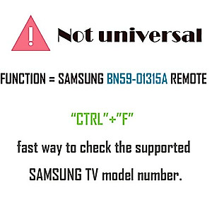 BN59-01315A Replacement for Samsung TV Remote Control (Non Universal) for Smart TV UN43RU710D UN43RU7200 UN50RU7100 UN50RU710D UN50RU7200 UN55RU7100 UN55RU710D UN55RU7200 with GP Alkaline 2 Batteries