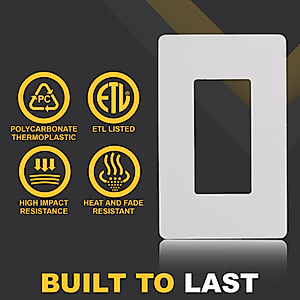 Faith White 1-Gang Screwless Wall Plate (1-pack) | Light Switch Plate or Wall Plate for Electrical Outlet | 1-Gang Wall Plate for Decorator Switches and Receptacles | Heat-Resistant Thermoplastic