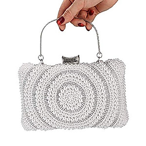 NMBBN Fashion Women Pearl Bag Tote Top Handle Bag Purses Handmade Beaded Handbags for,Size 20 * 5 * 13cm