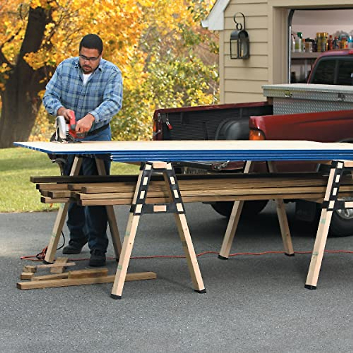 2x4basics 90196MI Custom Pro Brackets Sawhorse, 2 Pack , Black