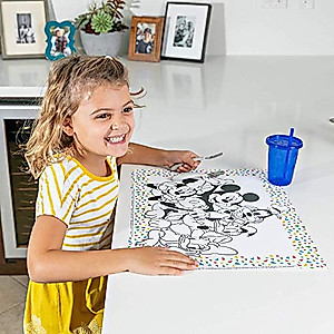 Disney Baby by J.L. Childress Disposable ColorMe Placemats, 24 Pack - Paper Stick-On Placemats with Coloring Fun, Airplane Tray Table Cover