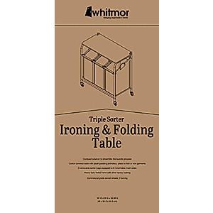 Whitmor 3 Section Rolling Laundry Sorter with Folding Station - Ironing Board