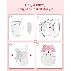 Roabger Breast Pump, Hands Free Breast Pump, Wearable Breast Pump with 3 Modes & 8 Levels, Electric Breast Pumps with Time Display, Easy Assemble & Clean, 19mm/21mm/24mm/27mm Flange, 2Pack