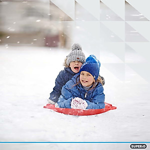 Superio Round Snow Saucer Sleds- 26” Plastic Disc Sleds for Kids and Adults- Heavy Duty Sled Discs with Handles for Downhill Sledding, Winter Outdoor Sports, (Red, Blue)