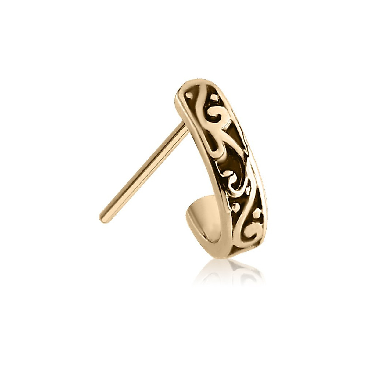 Zircon Gold-Tone 316L Surgical Steel Left Nostril Screw Nose Stud Ring Tribal Nose Hugger 20G