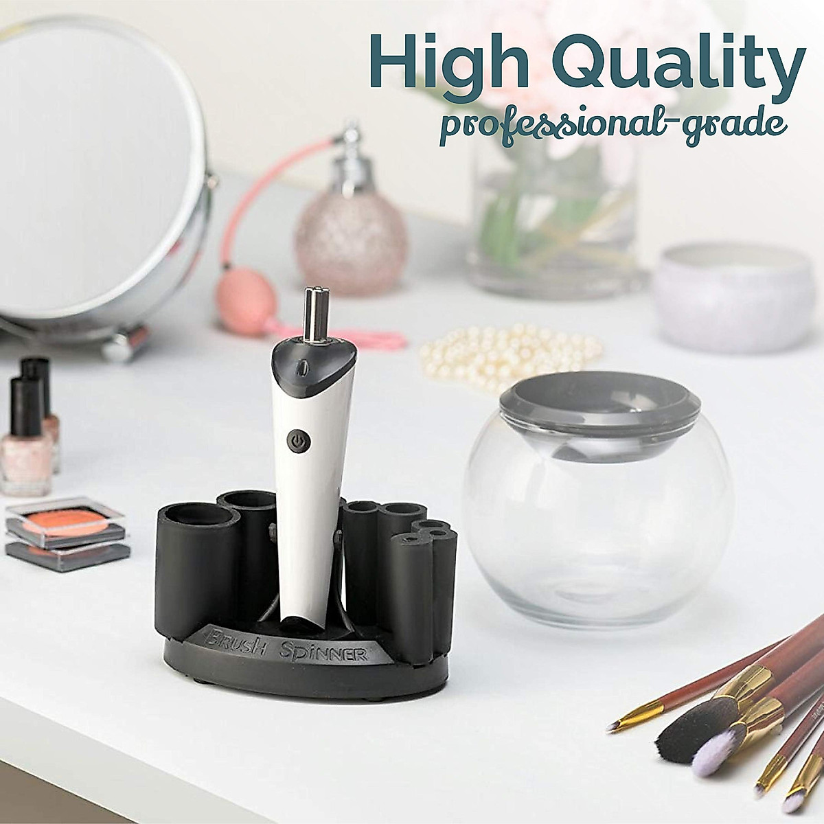 Luxe Electric Makeup Brush Cleaner Machine with Cleaning Solution - USB Charging Station, Automatic Brush Washer and Dryer - 3 Adjustable Speeds for Easy Cleaning - Complete Set for Hygienic Brushes