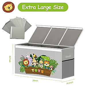 Momsnug Large Toy Box for Kids, Collapsible Sturdy Toy Chest for Boys, Girls, Toy Storage Organizer Bins with Lids, Large Toy Box Chest for Nursery Room, Playroom, Closet, Office