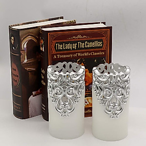 Eldnacele Flameless Christmas Silver Candles with 5H Timer, Flickering Real Wax Battery Operated Pillar Candles for Christmas Party Decoration Silver (D3 x H6)