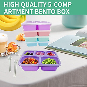 NOEAIKE 4 Pack Snackle Box Container,Lunchable Container Bento Box for Kids & Adult 5-Compartment Food Containers for Storage Fruit,Veggie,Charcuterie,Suitable Picnics,Party,School,Work and Travel