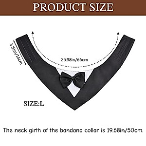 URROMA 1 PC Formal Dog Bandana Collar, Pet Tuxedo Collar with Bow Tie Dog Wedding Bowtie Collar, Black L