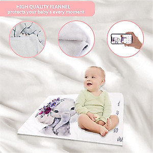 Elephant Newborn Baby Monthly Milestone Blanket Baby Blanket Organic Plush Fleece Photography Background Prop for Boy Girl Gift Soft Flannel Blanket (Elephant)