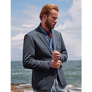Men's Fashionable Plaid Blazer Lightweight Wrinkle Free 2 Buttons Casual Sport Coats