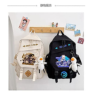 Genshin Impact Xiao Cosplay Backpack Anime Backpacks for Teens Adult (16 INCH With Cute Doll of Duck)