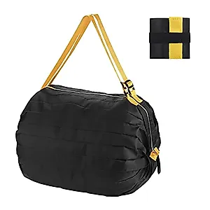 NKTDWO Reusable Grocery Bag, Waterproof Foldable Large Capacity Shopping Bag, Washable Portable Tote Bag for Picnic, Travel, Camping, Shopping (Black)