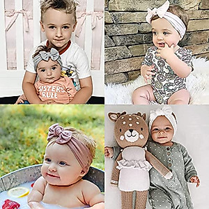 ALinmo 25 Pack Soft Wide Turban Baby Headbands with nylon Hair Bow Headwraps for Baby Girls Infants Newborn Hair Accessories Toddlers Kids and Children