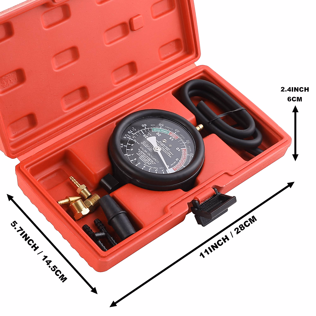Hromee Fuel Pump and Vacuum Tester Gauge, Carburetor Pressure Diagnostics Leakage Tool Kit