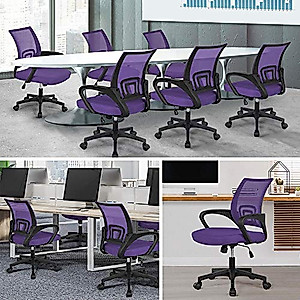 Topeakmart Executive Office Desk Chair Ergonomic Mesh Back Office Chair Adjustable Work Chair with Lumbar Support and Swivel Rolling Wheels for Home Office Conferecne Roon and Study, Purple