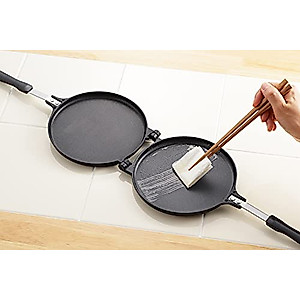 Yoshikawa SJ3208 Hot Sand Maker, For Gas Fire, Hot Multi Sandpan Total Length 16.3 x Diameter 7.1 x Height 1.3 inches (41.5 x 18.0 x 3.4 cm), Black, Outdoor Camping