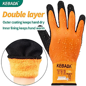 Kebada T1 Waterproof Winter Work Gloves for Men and Women,Insulated Work Gloves for Men Cold Weather,Warm Freezer Gloves Medium