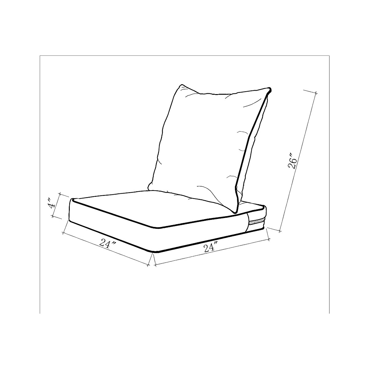 ARTPLAN Indoor/Outdoor All Weather Chair Cushions Set Deep Seat Back Pillows Outdoor Cushions for Patio Furniture