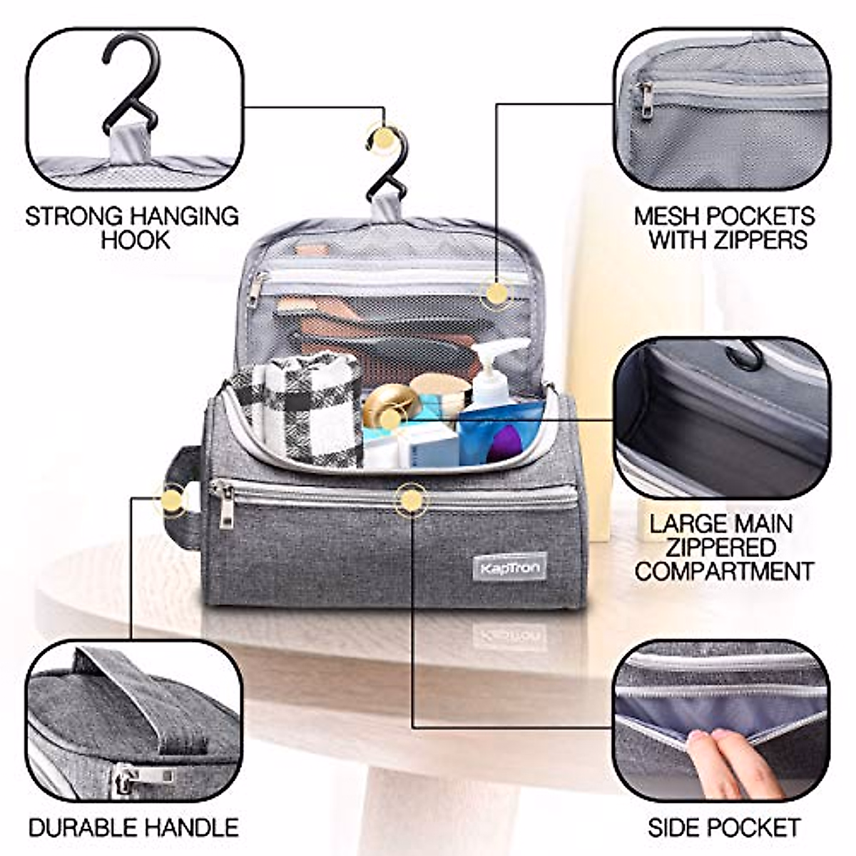 Travel Toiletry Bag – Small Portable Hanging Cosmetic Organizer for Men Women, Makeup, Toiletries, Hygiene Accessories, Shaving Kit, Clippers and Grooming Tools, Waterproof, Bathroom, Shower, Gym
