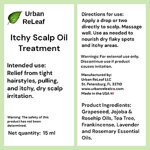 Urban ReLeaf Itchy Scalp Oil Treatment ! Braids, Wigs, Weaves, Tight Hairstyles & Itchy Skin Relief, Shaved Bald Head, Quickly Soothe Irritation, Natural Herbal Remedy, Made Fresh in USA!