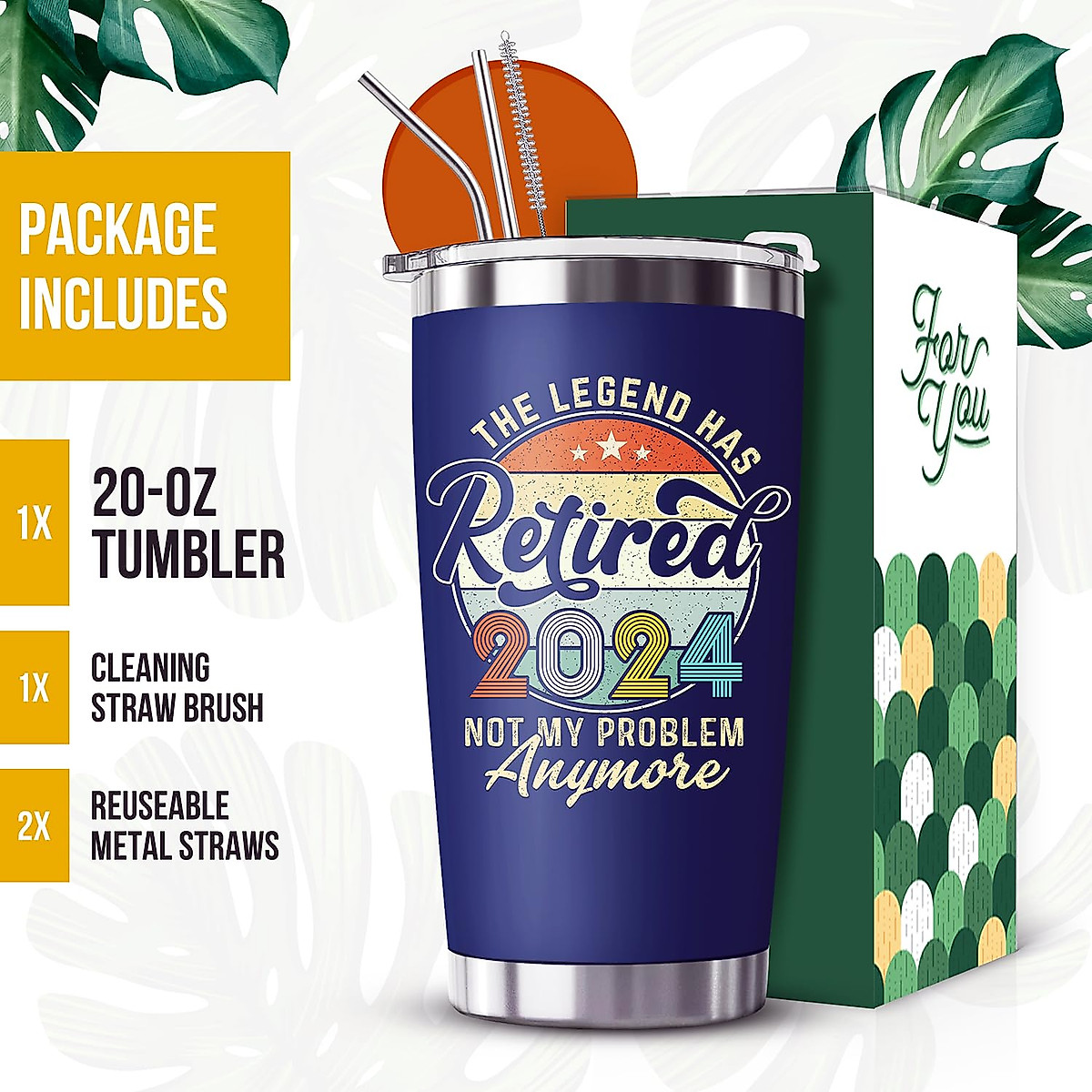 HEXMOZ Retirement Gifts for Men, Women 2024, Best Gifts for Retirement Men, Funny Retirement Gifts for Men, Man - The Legend Has Retired, Happy Retirement Party Decorations For Men - 20oz Tumbler Cup