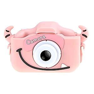 SLSFJLKJ Kids Camera with Silicone Case, Video Camera for Children with Fun Games, Kids Digital Camera with Special Effects, Rechargeable Battery, Ideal for Boys and Girls (Pink Cow 16G)