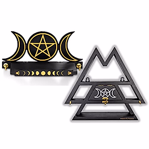 Pracaniz Crystal Shelf & Pracaniz Moon Shelf,Moon Phases Wall Art - Hanging Decor,Witchy Decor,Gothic Decor