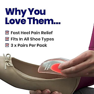 Heel Cups Plantar Fasciitis Inserts - Silicone Pads for Bone Spurs Pain Relief Protectors of Your Sore or Bruised Feet Best Insole Gels Treatment by Armstrong Amerika (Small)