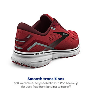 Brooks Men's Ghost 15 Neutral Running Shoe - Red/Blue Haze/White - 10 Medium